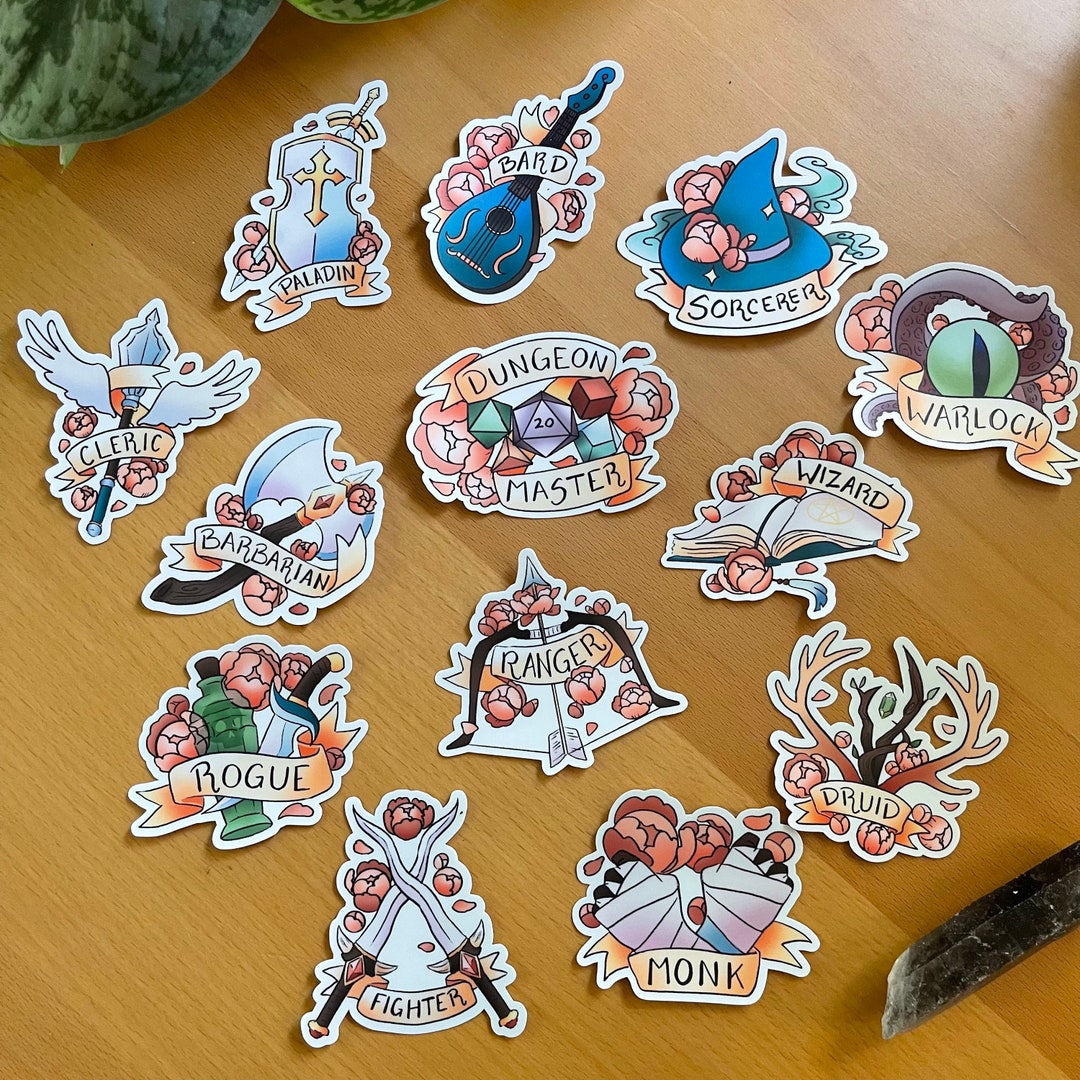 Matte D&D 5e Class Stickers Decorative for Stationary - Etsy