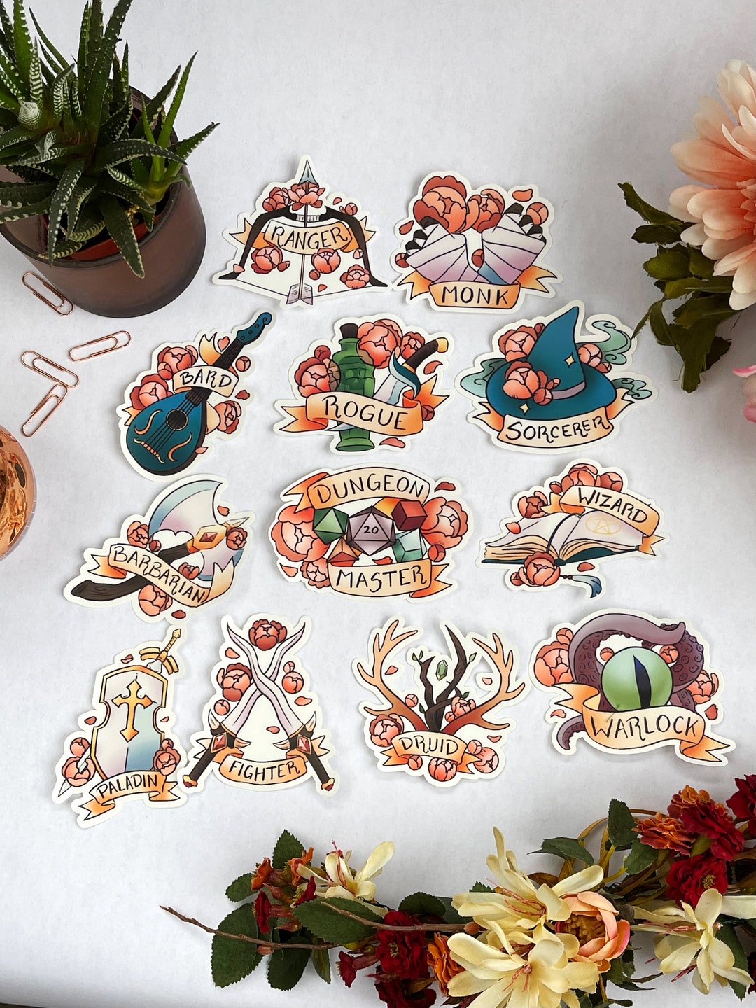 Matte D&D 5e Class Stickers, Decorative for Stationary, Laptop, Planner ...