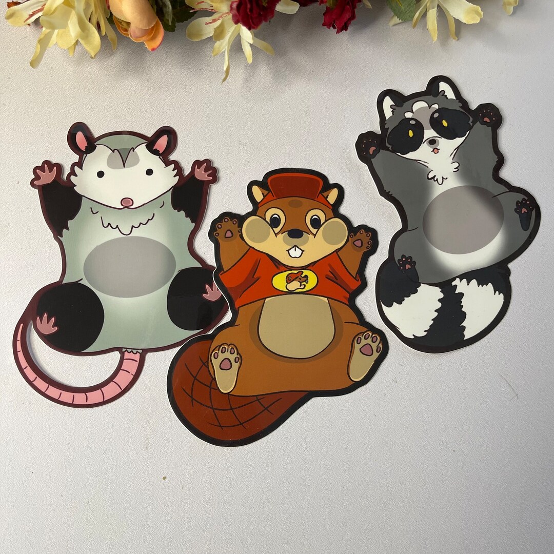 Possum, Beaver, Raccoon Window Peeker, Decorative Sticker for Cars and ...