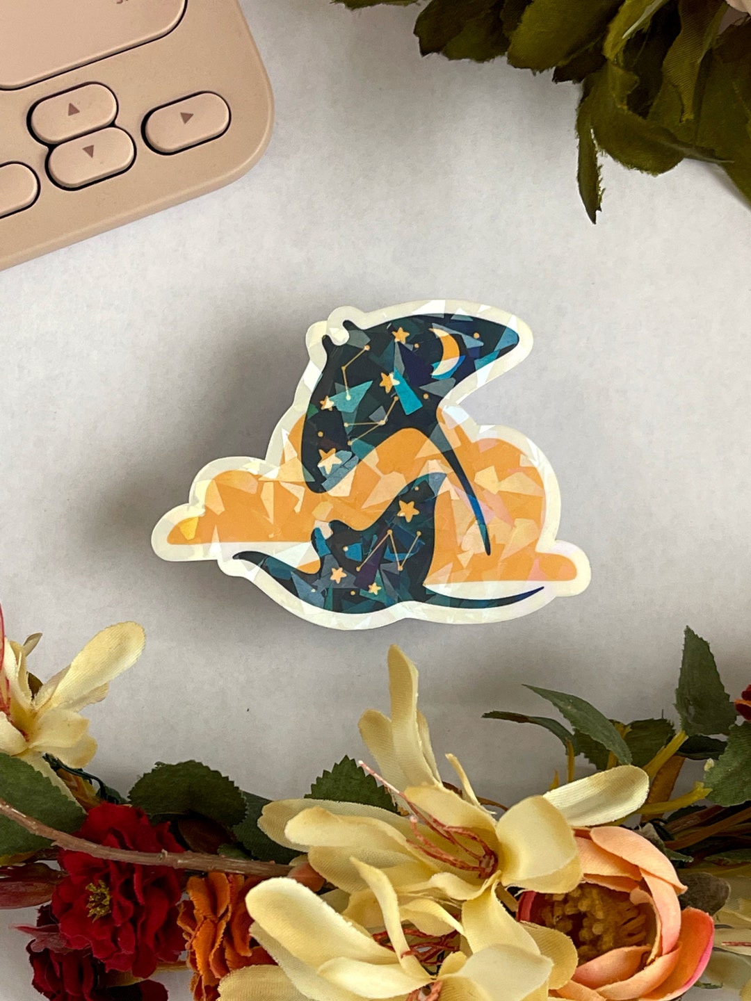 Starry Cosmic Manta Ray Holographic Sticker, Decorative for Stationary ...