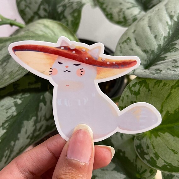 Mushroom Cat Cottagecore Waterproof Sticker Decorative for | Etsy