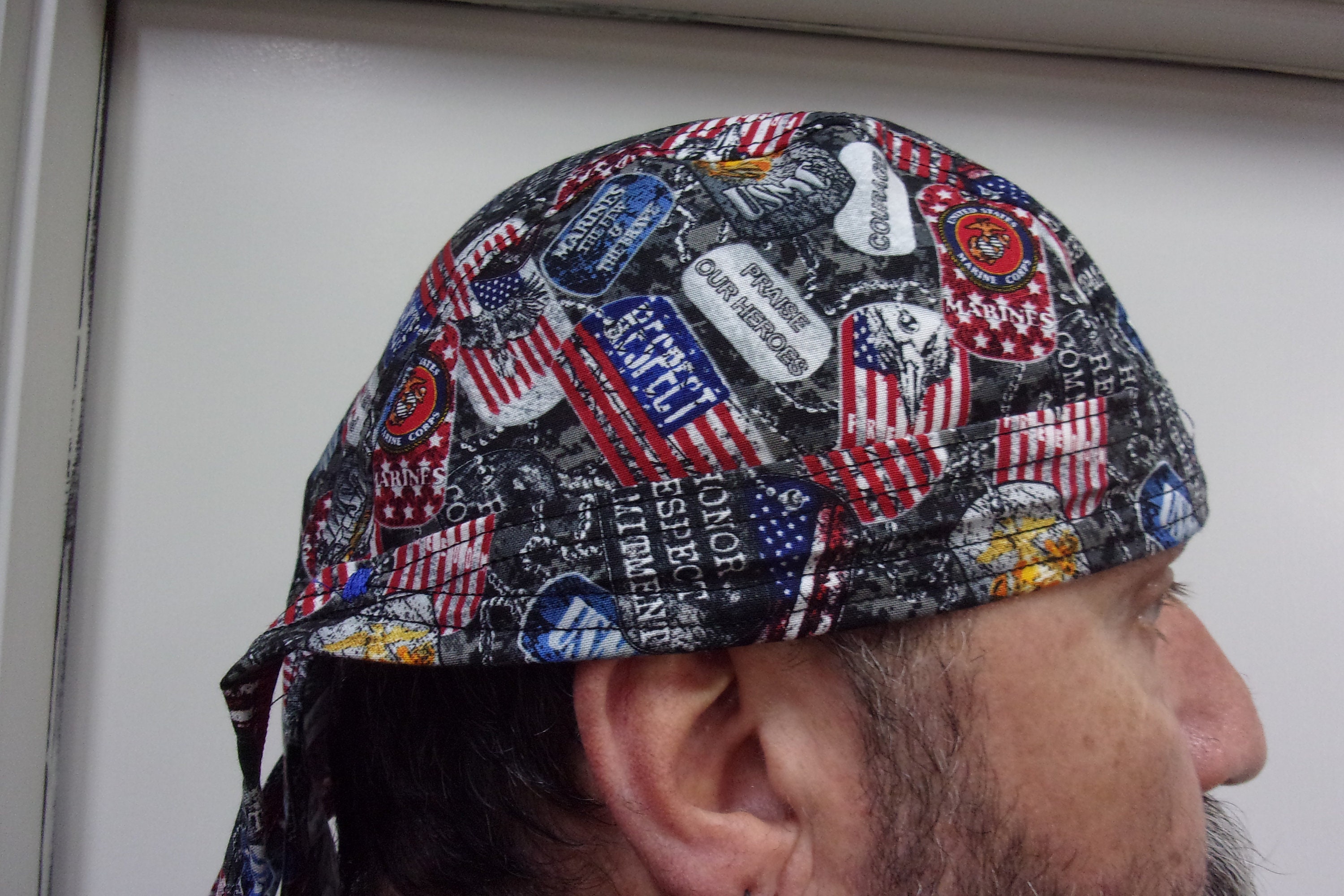 USMC Biker Style Skull Cap Doo Rag - Etsy