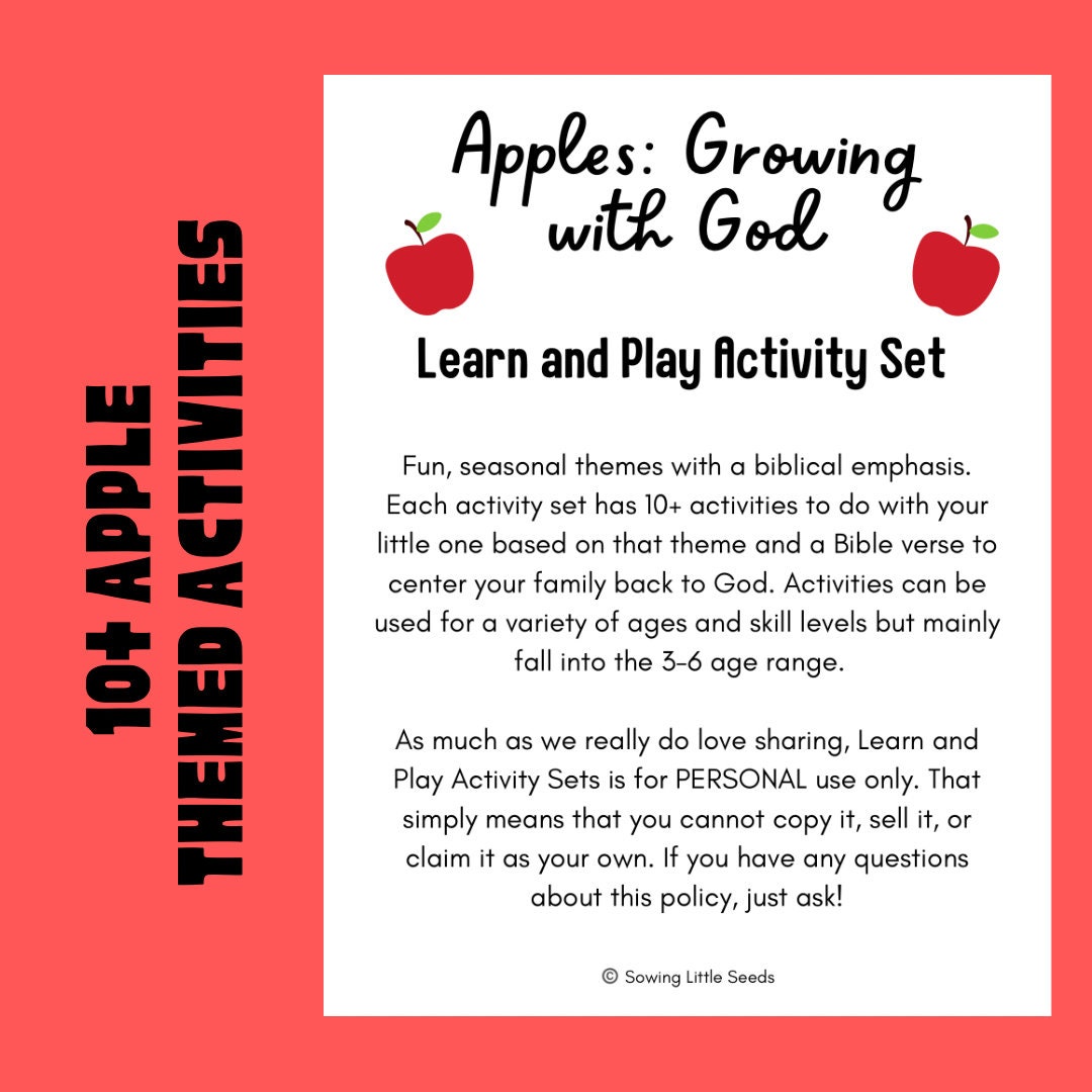 Apples - Growing With God Learn & Play Activity Set - Etsy