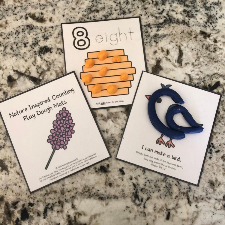 Nature Inspired Counting Play Dough Mats - Etsy