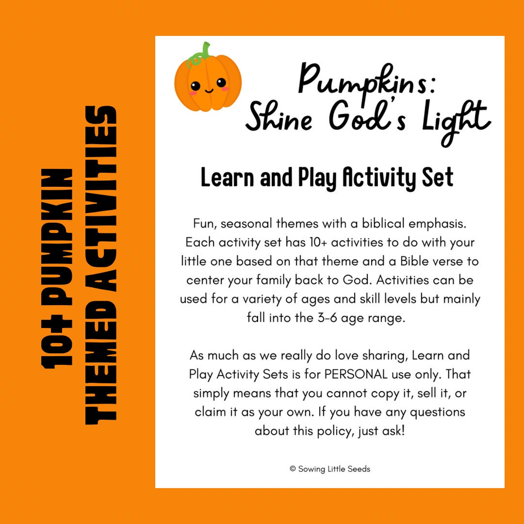 Pumpkins - Shine God’s Light Learn & Play Activity Set - Etsy