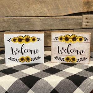 Welcome Sunflower Wooden Sign, Farmhouse Welcome Sign, Fall Sunflowers ...