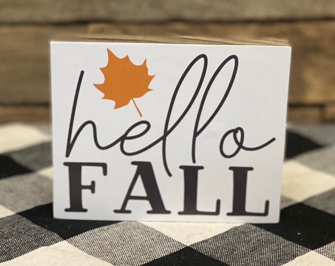 Hello Fall Wooden Block Sign, Simple Fall Tiered Tray Decor, Hello Fall ...