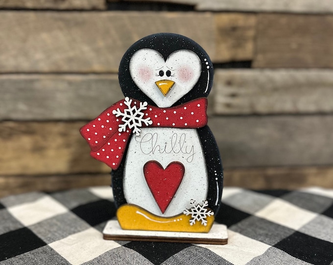 Penguin Sitter Wooden, Penguin Decor, Winter Penguin Laser Cut Craft ...