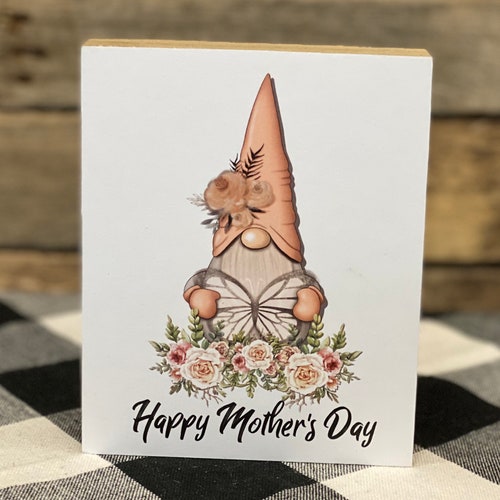 Happy Mother's Day Gnome Wooden Block Sign Mothers Day - Etsy