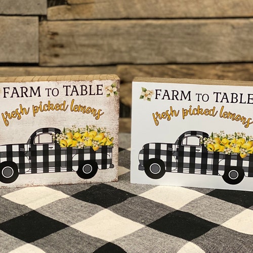 Farmhouse Fresh Picked Lemons Wooden Block Sign Lemon Tiered | Etsy