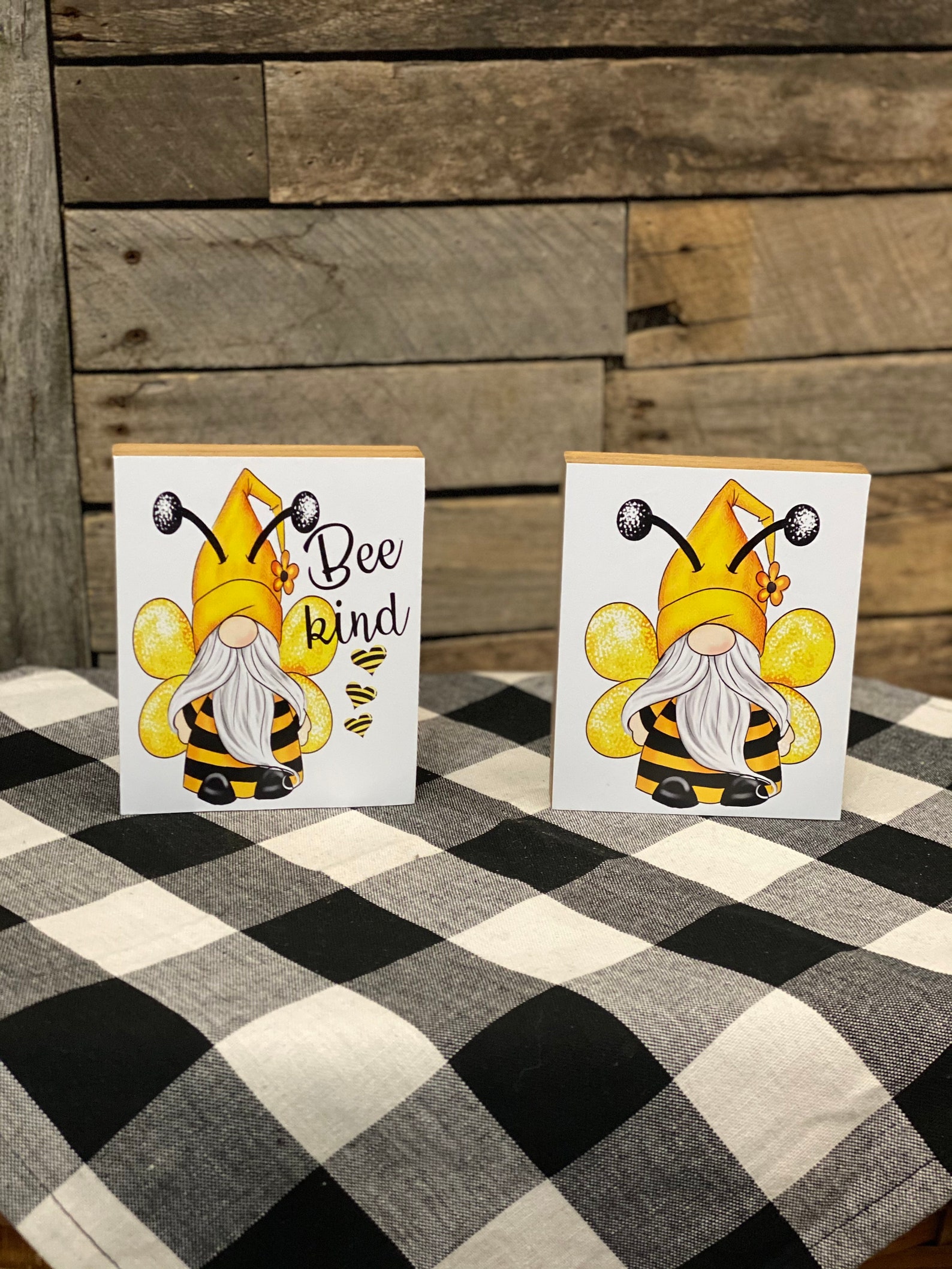 Bee Gnome and Bee Kind Gnome Wooden Block Sign Bee Tiered - Etsy