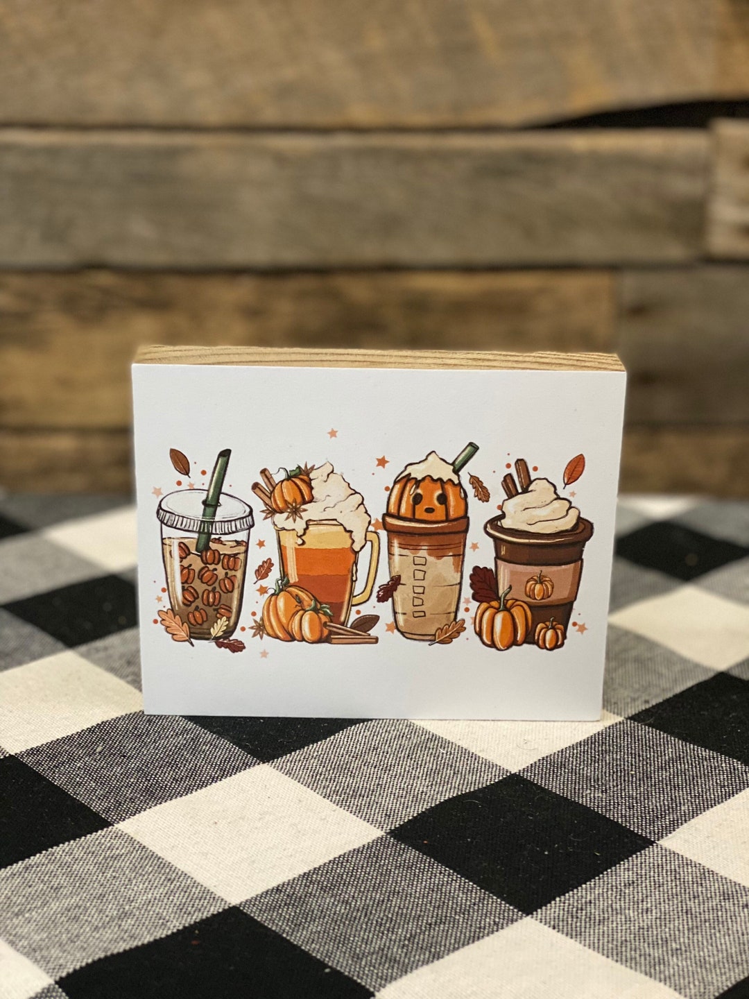 Fall Lattes Wooden Block Sign, Fall Drinks Signs, Tiered Tray Signs ...