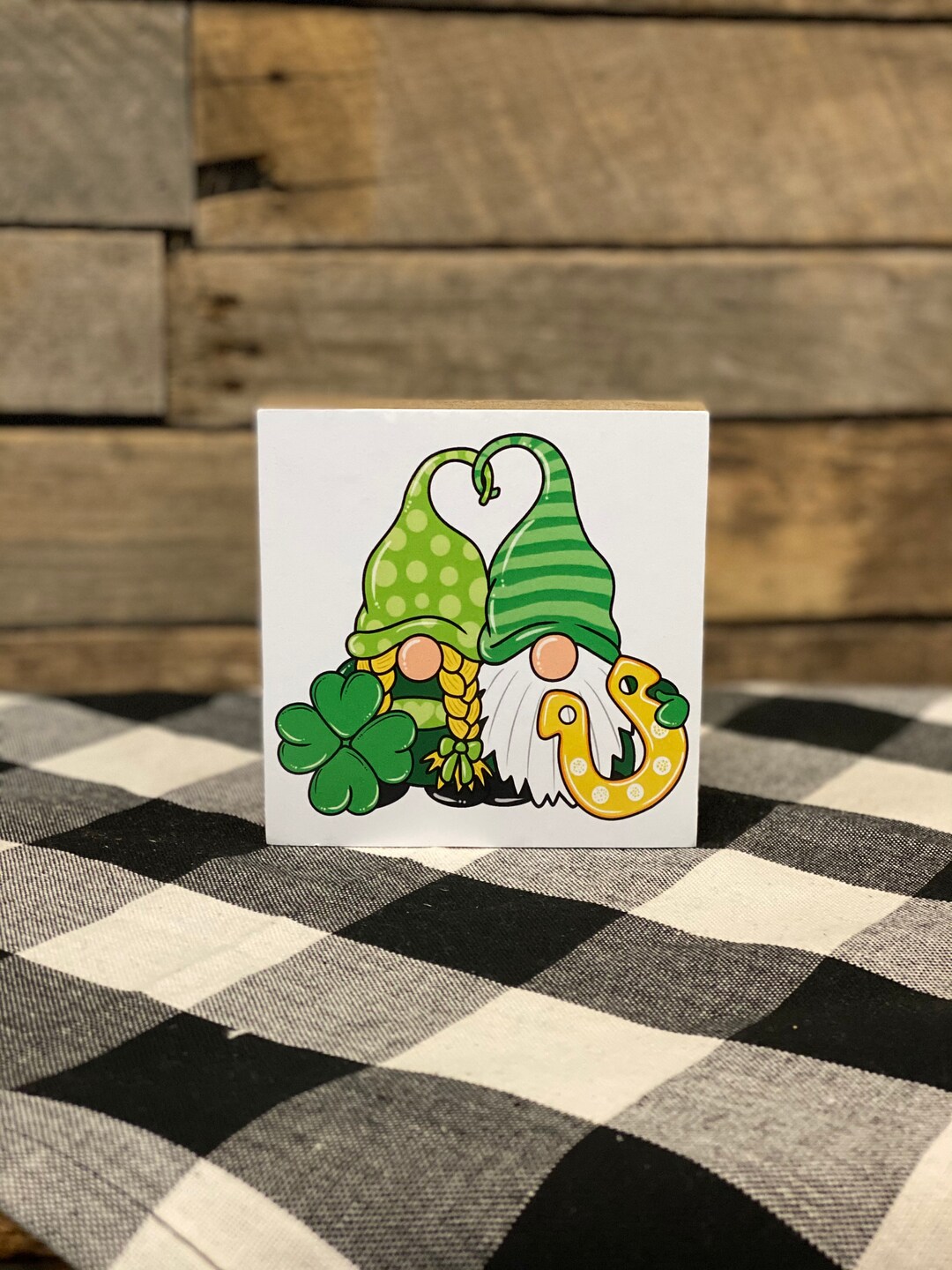 St. Patricks Day Gnome Buddies Wooden Block Sign, Small Tiered Tray ...