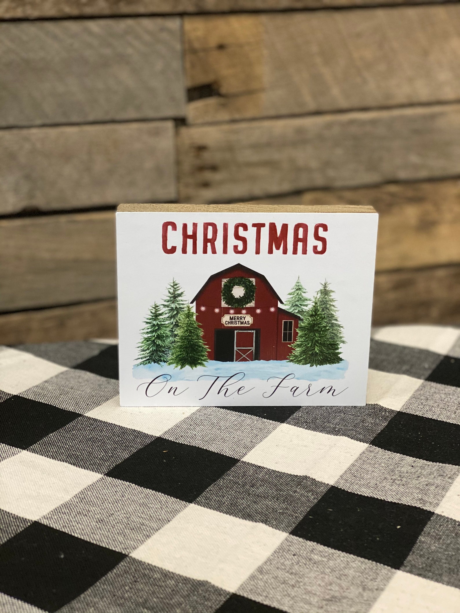 Christmas on the Farm Barn Sign Farmhouse Christmas Block - Etsy