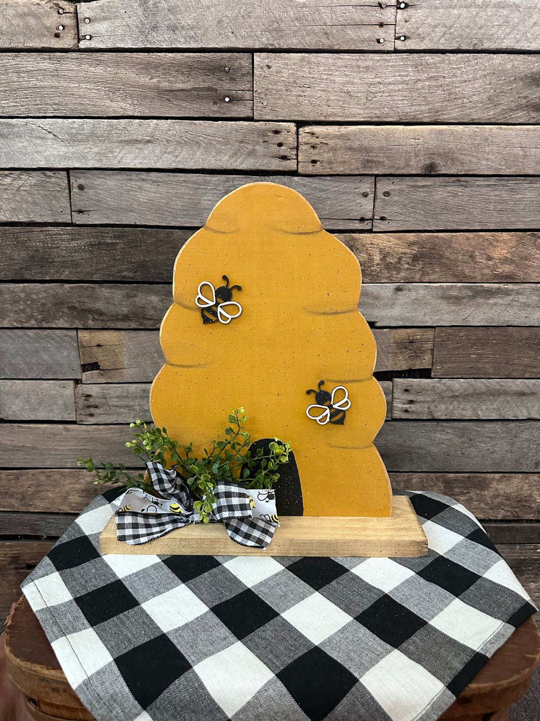 Large Wooden Painted Beehive, Beehive Decor, Bee Decor, Farmhouse Decor ...