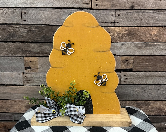 Large Wooden Painted Beehive, Beehive Decor, Bee Decor, Farmhouse Decor ...