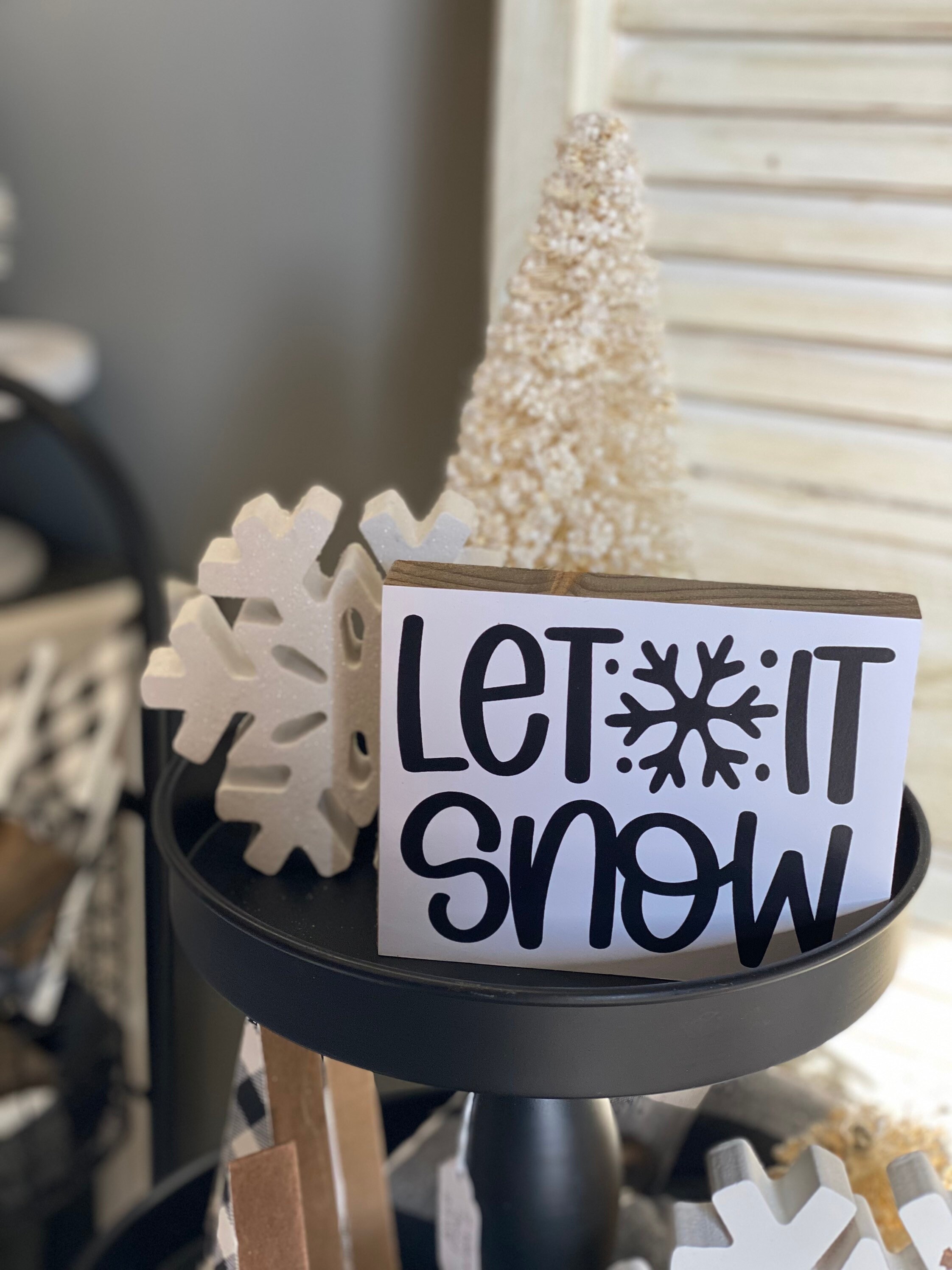 Let It Snow Wooden Block Sign: Christmas Tiered Tray Decor - Etsy Canada