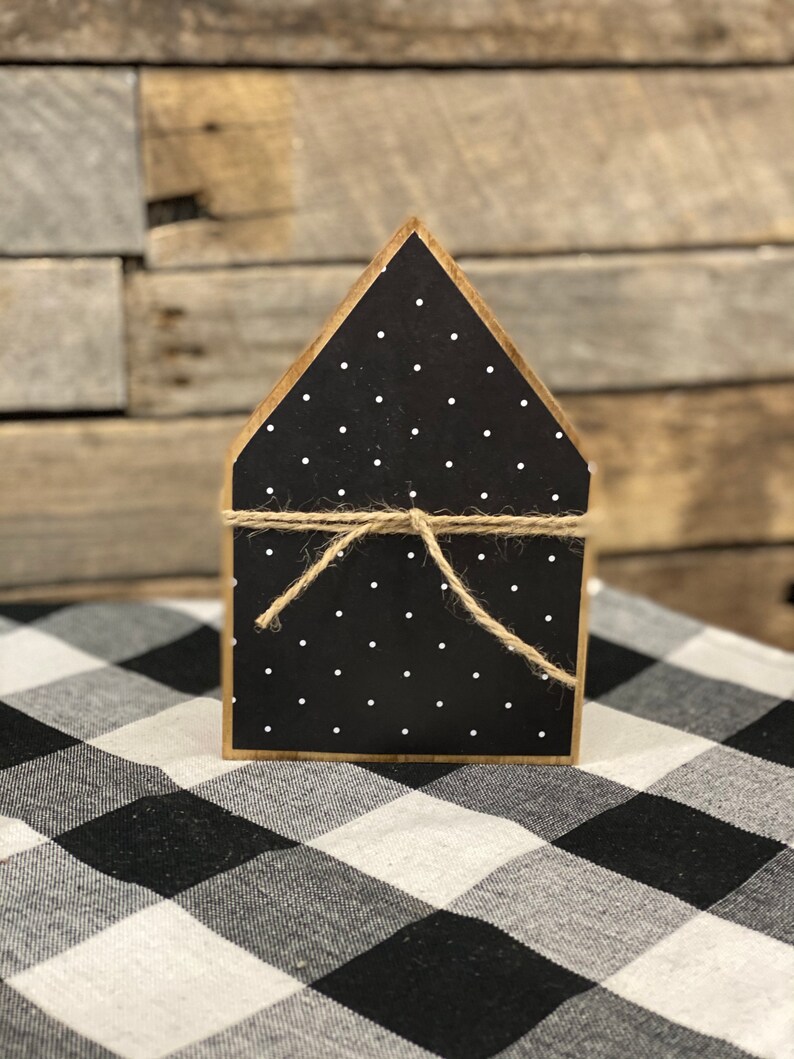 Mini Wooden House Black or White Dotted House Sign Small - Etsy