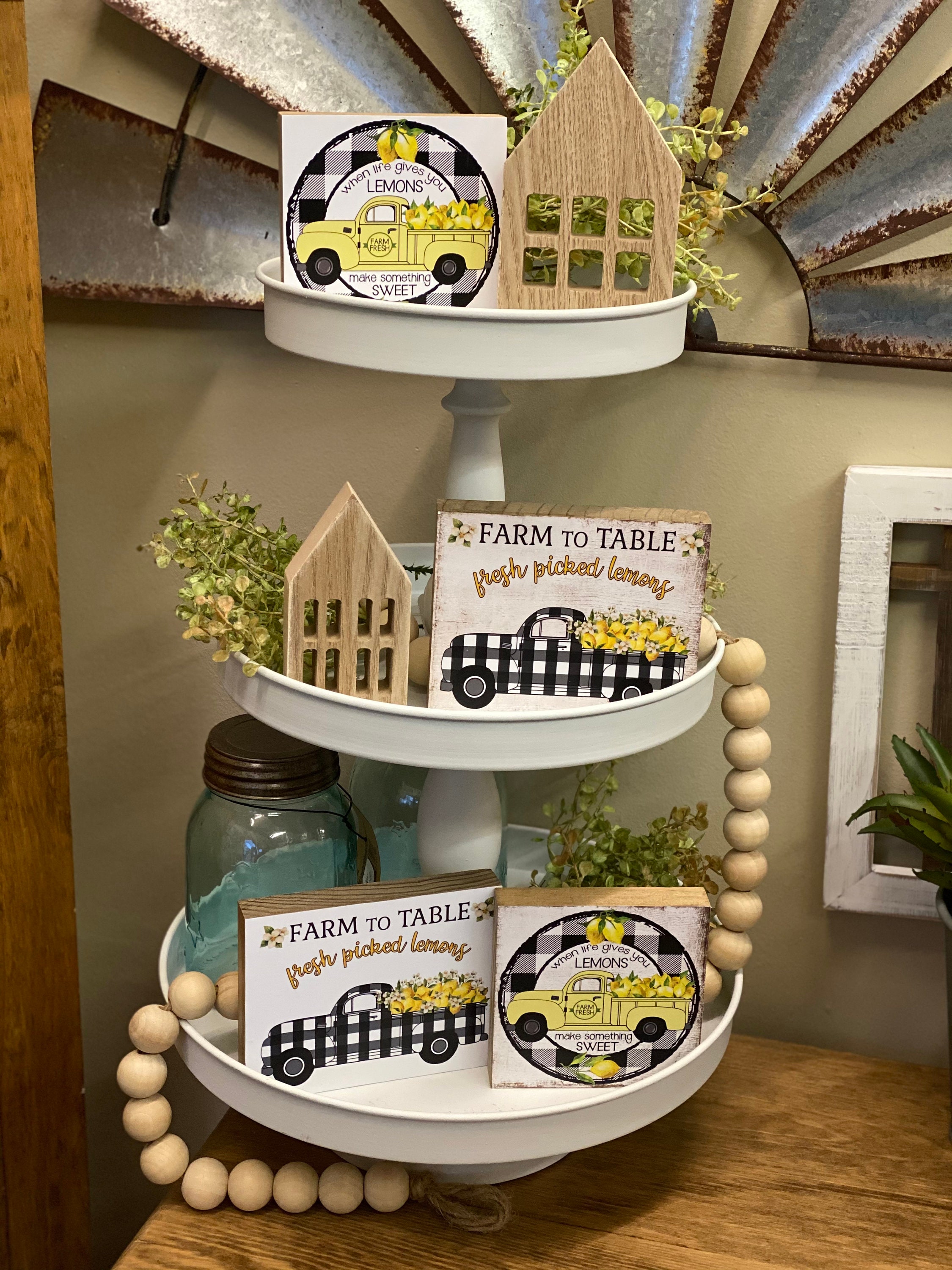 Fresh Picked Lemons Wooden Block Sign Farm to Table Lemons | Etsy