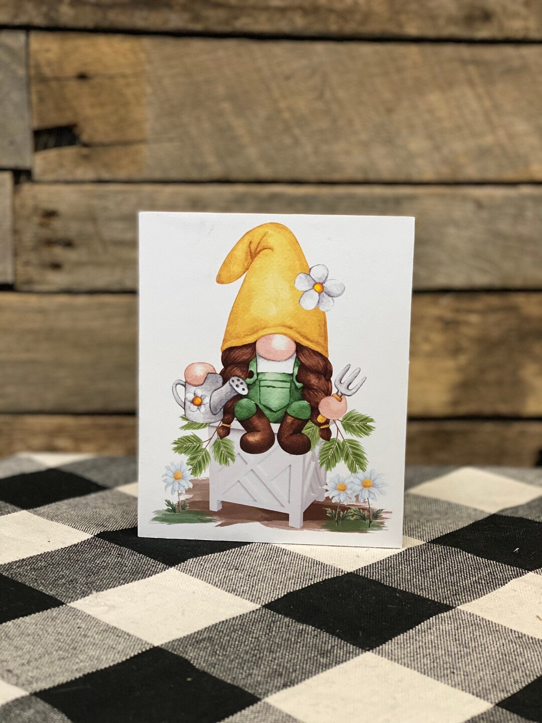 Garden Girl Gnome Wooden Block Sign, Tiered Tray Sign, Garden Decor ...