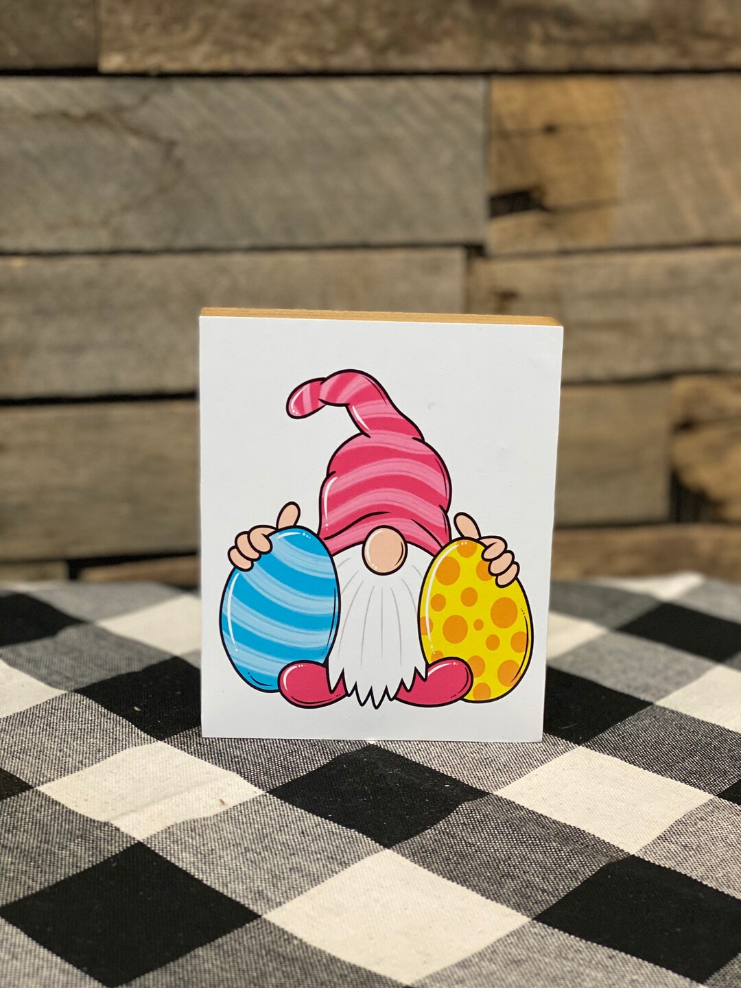 Easter Egg Gnome Wooden Block Sign, Easter Gnome Decor, Farmhouse ...