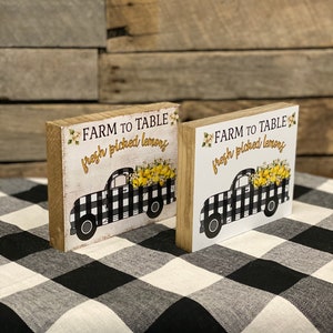 Fresh Picked Lemons Wooden Block Sign, Farm to Table Lemons, Lemon ...