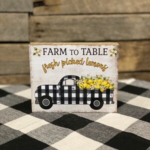 Fresh Picked Lemons Wooden Block Sign, Farm to Table Lemons, Lemon ...