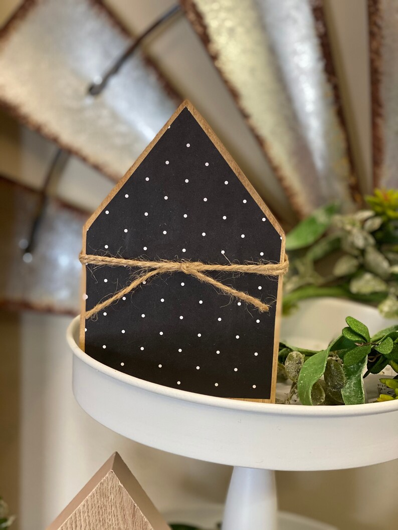 Mini Wooden House Black or White Dotted House Sign Small - Etsy
