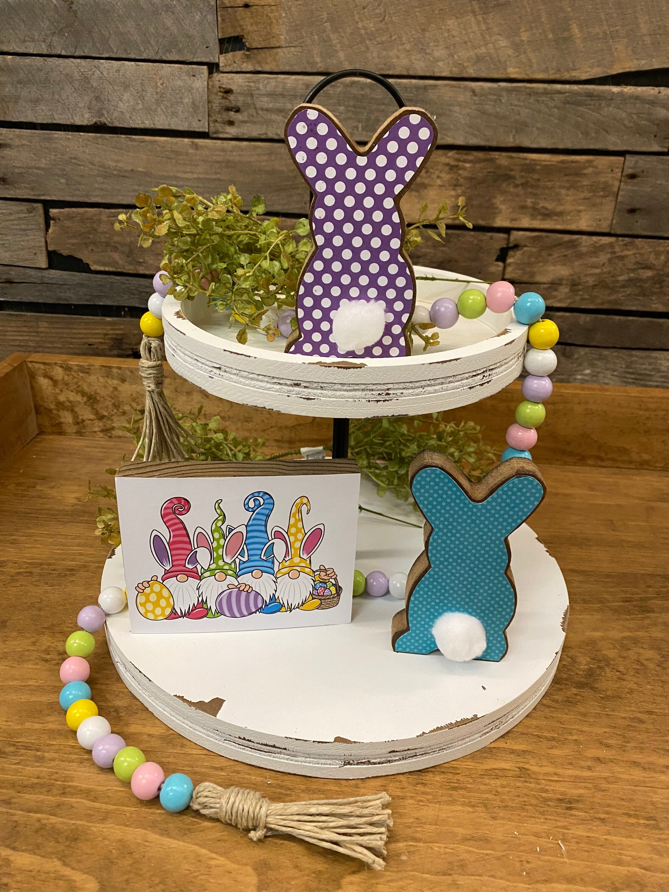 Colorful Small Polka Dot Wooden Bunny Decor Easter Bunny | Etsy