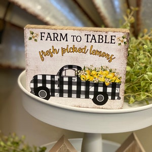 Fresh Picked Lemons Wooden Block Sign, Farm to Table Lemons, Lemon ...
