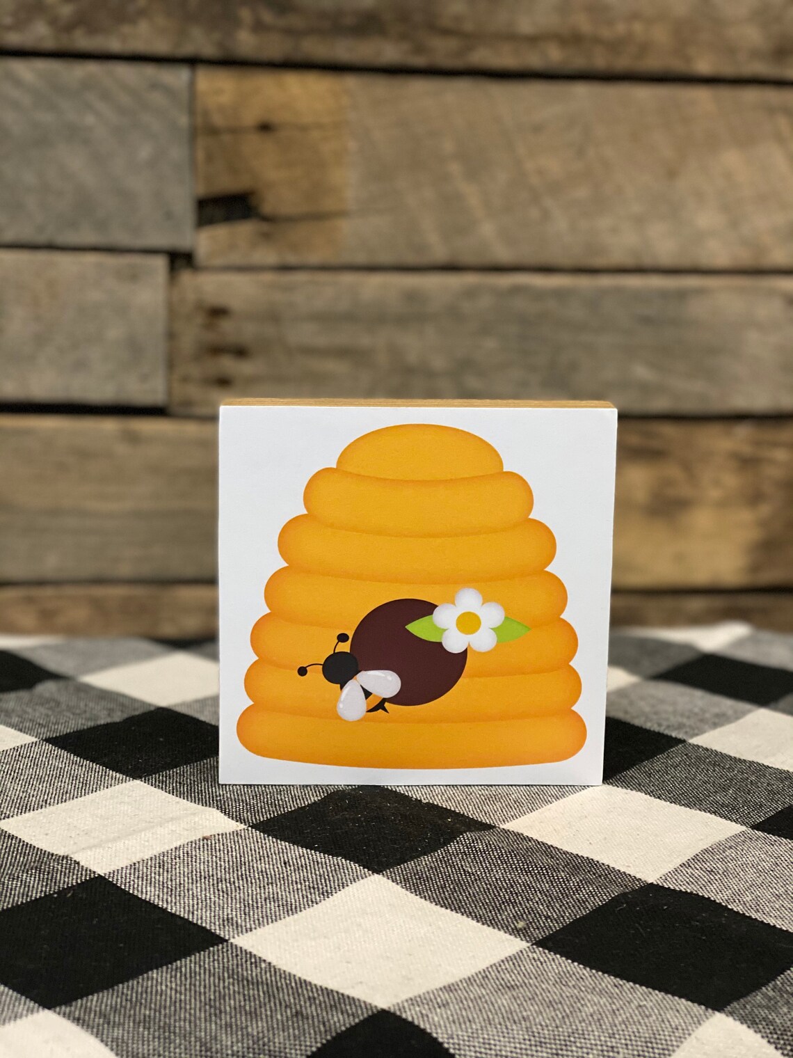 Mini Beehive Wooden Block Sign Bee Tiered Tray Sign | Etsy