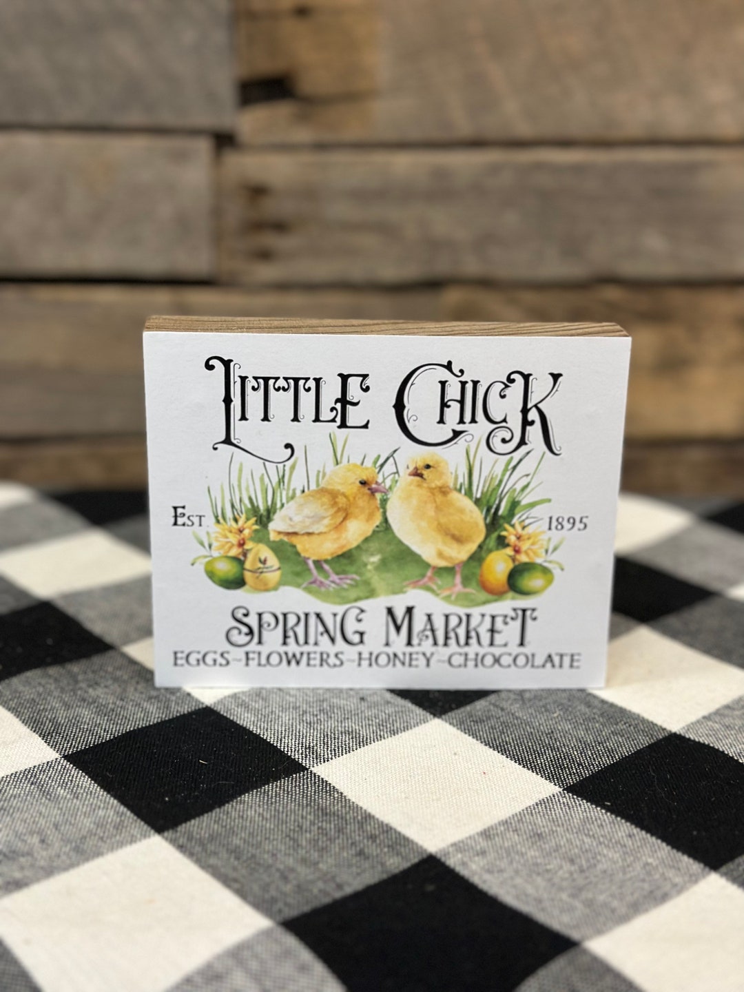 Little Chick Spring Market Wooden Block Sign, Spring Home Decor, Baby ...