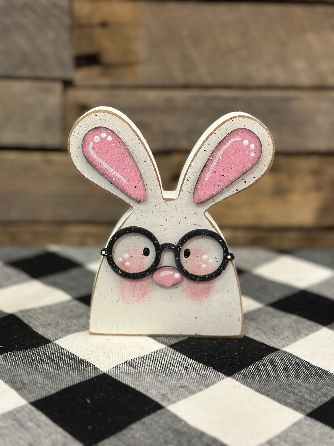 Nerdy Bunny With Glasses Decor, Easter Bunny, Wooden Bunny Decor ...