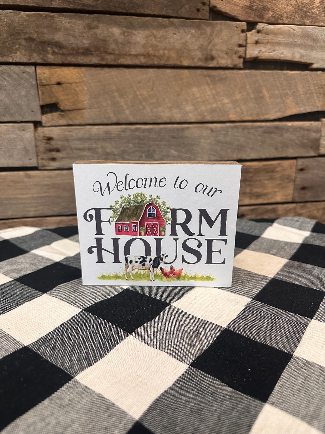 Welcome to Our Farmhouse Wooden Block Sign, Farmhouse Decor, Mini Signs ...