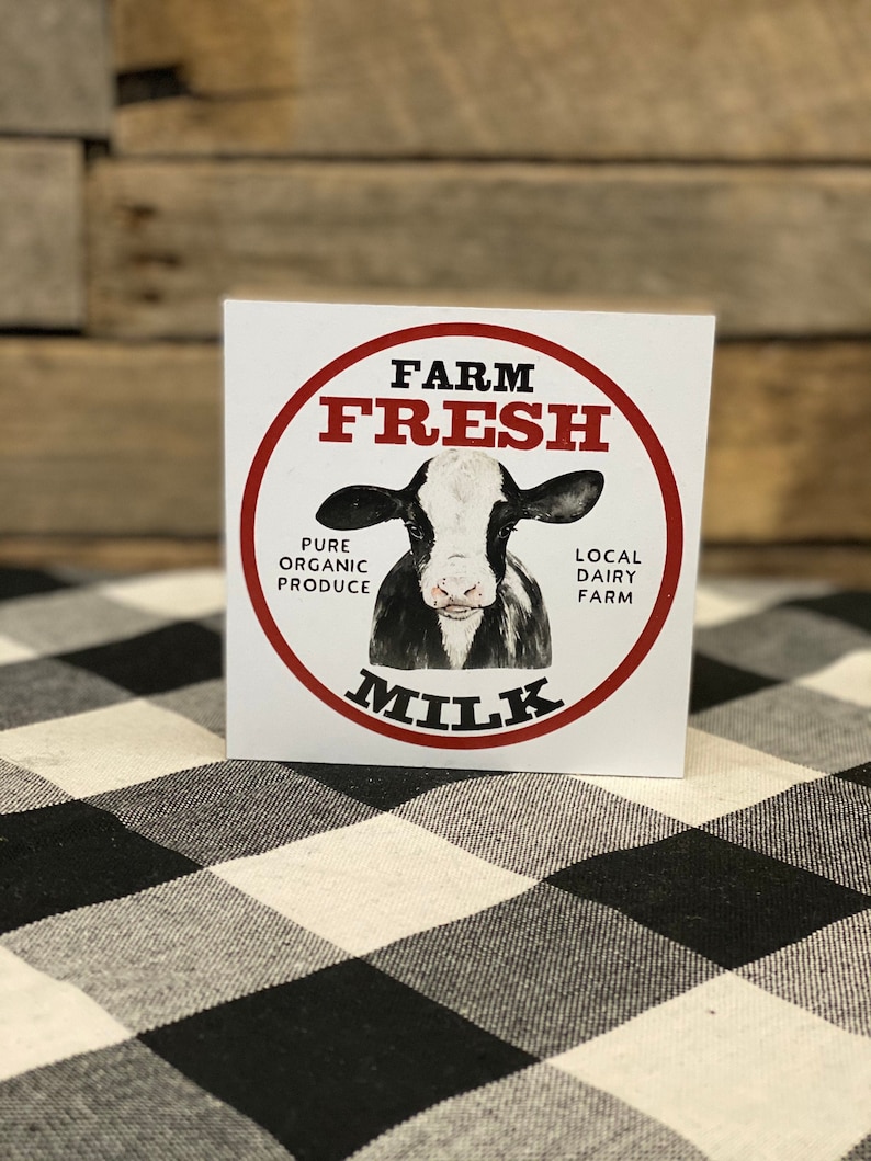 Farm Fresh Milk Square Wooden Block Sign Farmhouse Tiered - Etsy