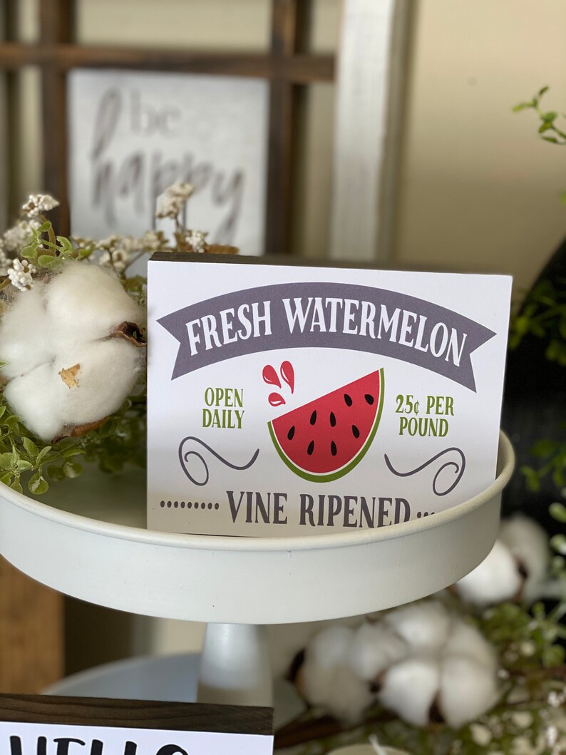 Fresh Watermelons Wooden Block Sign Watermelon Tiered Tray - Etsy