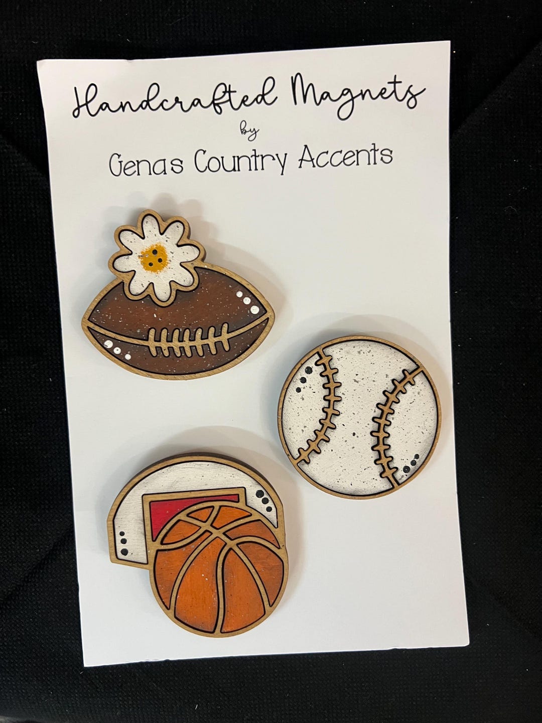 Sports Themed Magnets!! Football, Baseball and Basketball Magnets. the ...