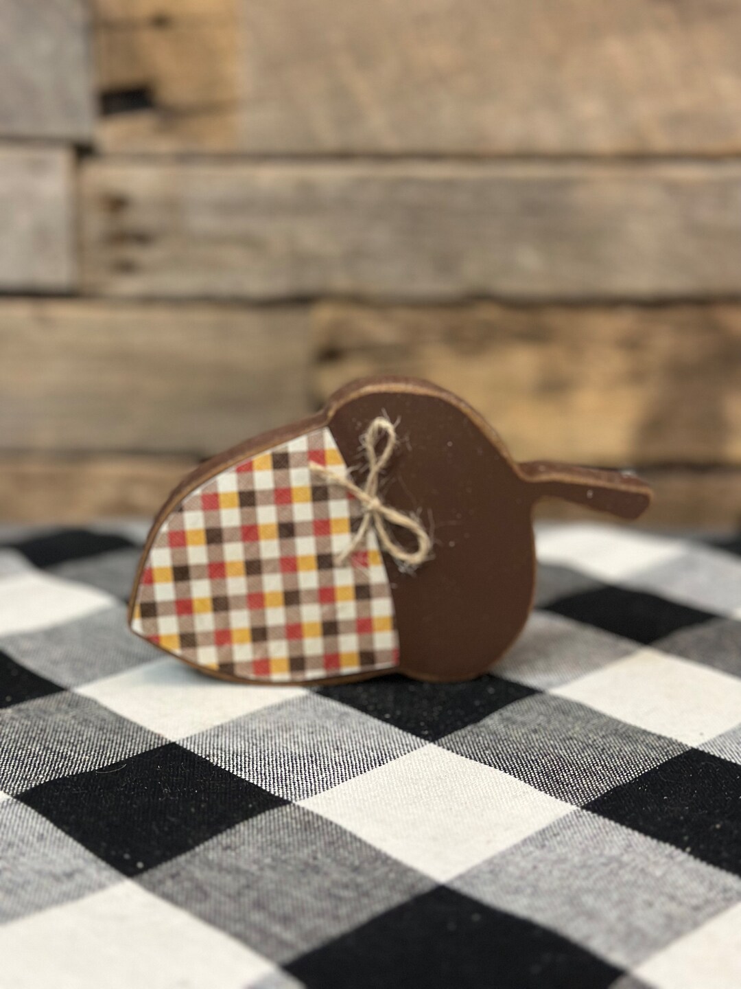 Checkered Wooden Acorn: Fall Tiered Tray Decor - Etsy