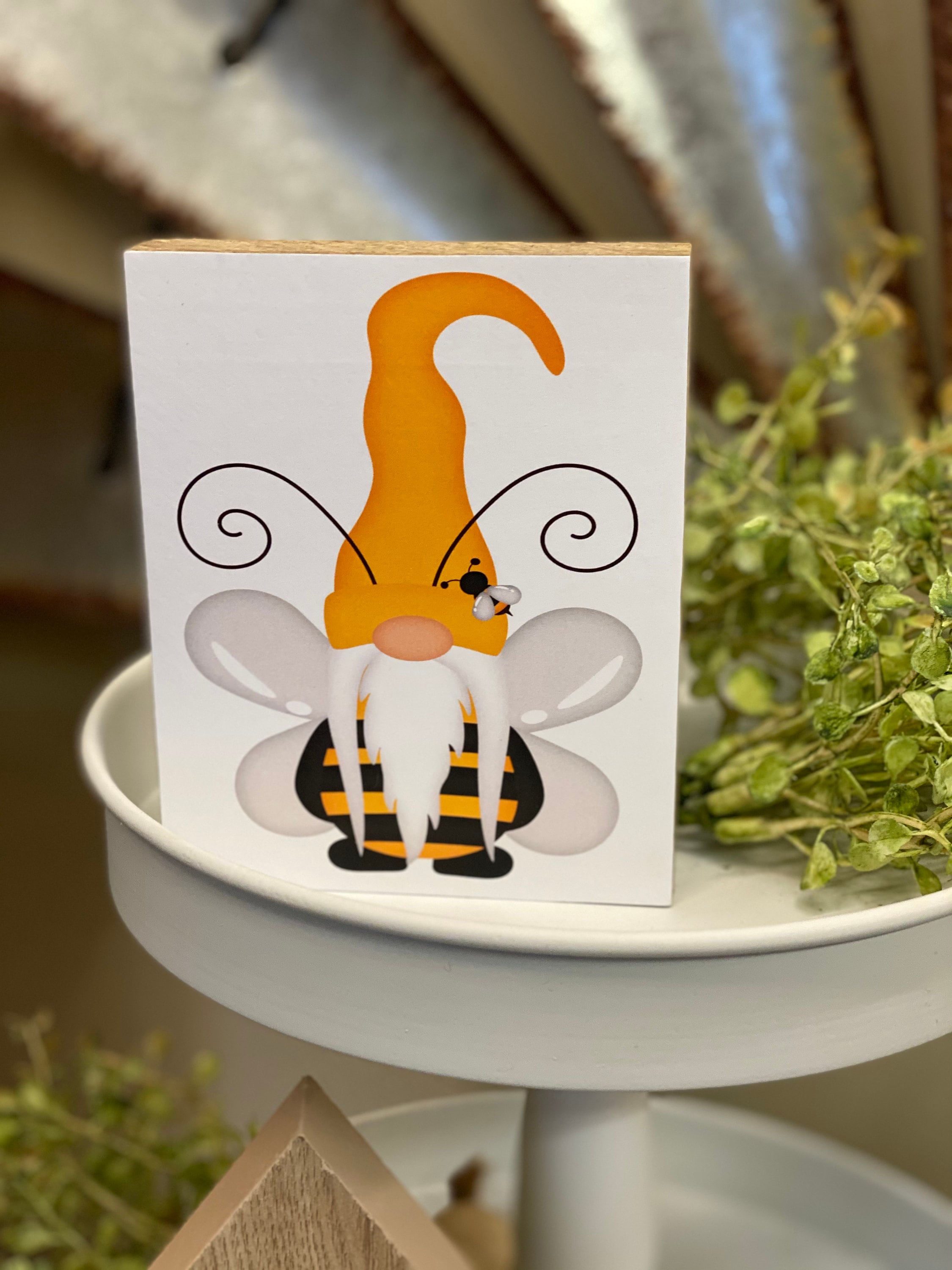Bee Gnome Wooden Block Sign Bee Tiered Tray Decor Mini | Etsy