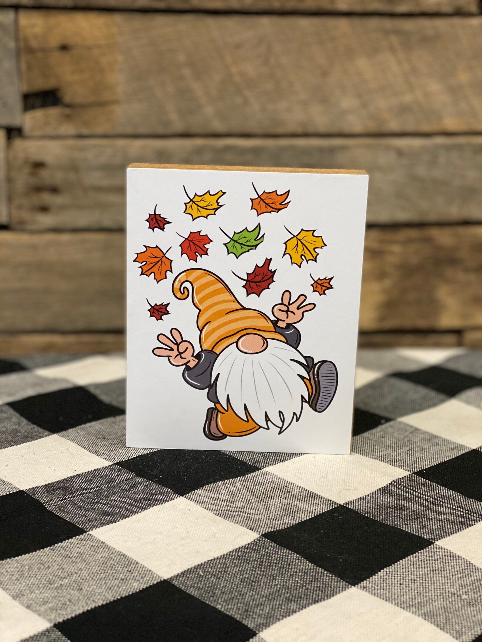 Fall Gnome Playing in Leaves Wooden Block Sign Fall Tiered - Etsy