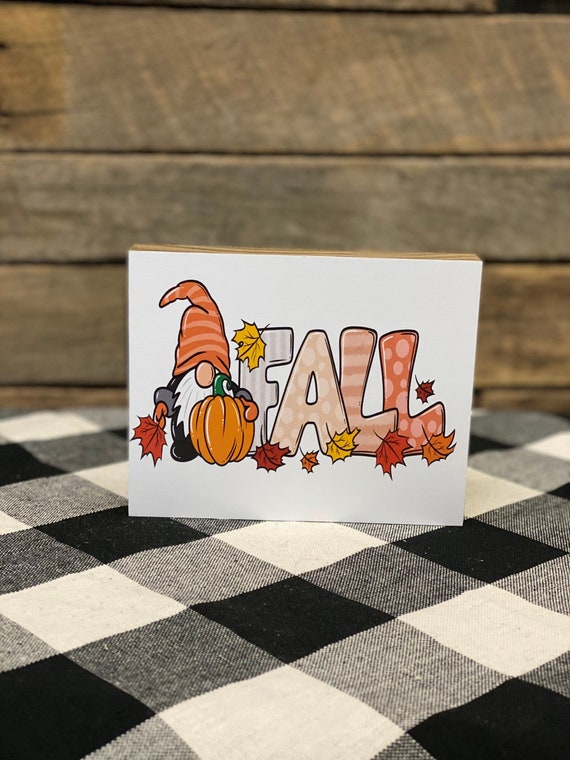 Fall Gnome Wooden Block Sign Fall Tiered Tray Sign Small | Etsy
