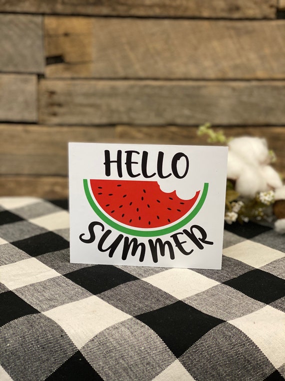 Hello Summer Watermelon Wooden Block Sign Watermelon Tiered - Etsy