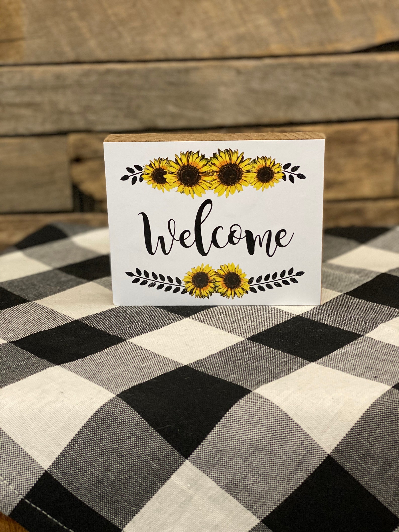 Welcome Sunflower Wooden Sign Farmhouse Welcome Sign Fall | Etsy