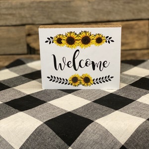 Welcome Sunflower Wooden Sign, Farmhouse Welcome Sign, Fall Sunflowers ...