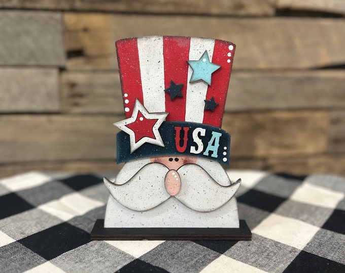 Uncle Sam Shelf Sitter, Painted Uncle Sam, 4th of July Tiered Tray ...