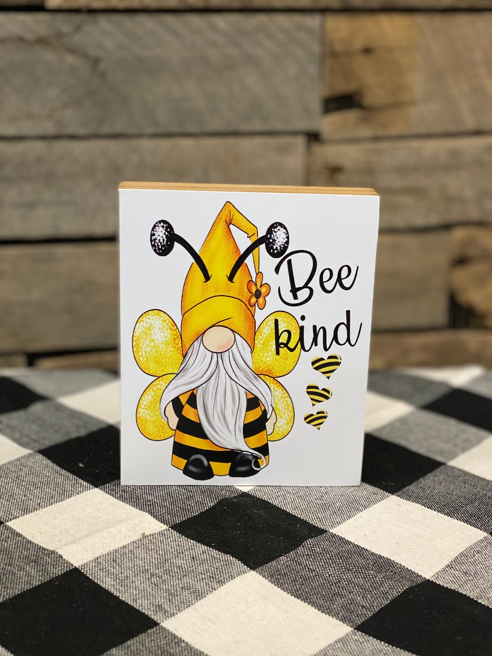 Bee Gnome and Bee Kind Gnome Wooden Block Sign Bee Tiered | Etsy