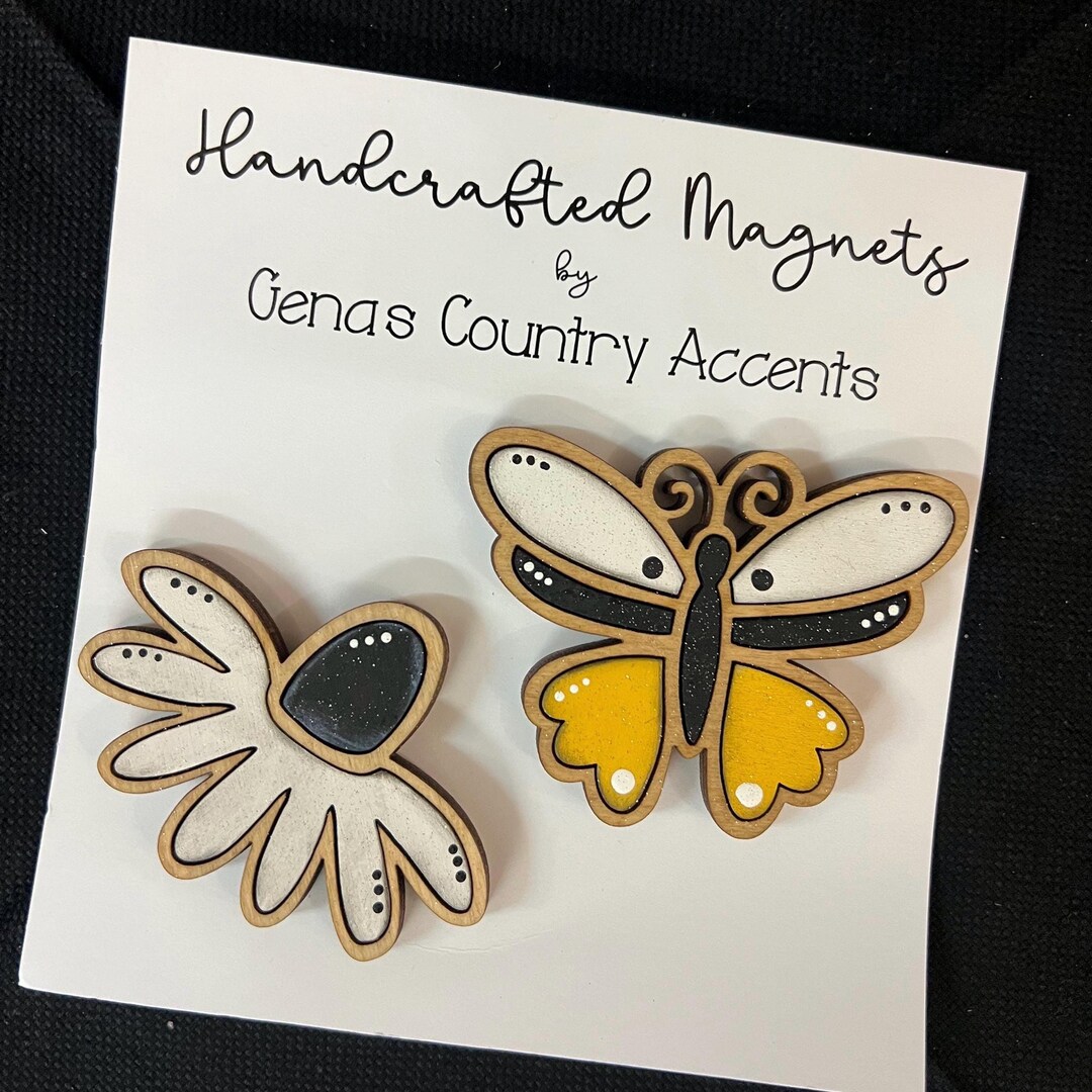 Butterfly and Flower Magnets: Spring Summer Decor Set - Etsy