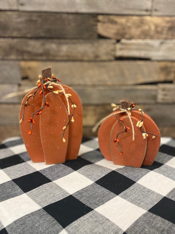 Orange Fall Wooden Pumpkin Fall Farmhouse Pumpkins Primitive - Etsy
