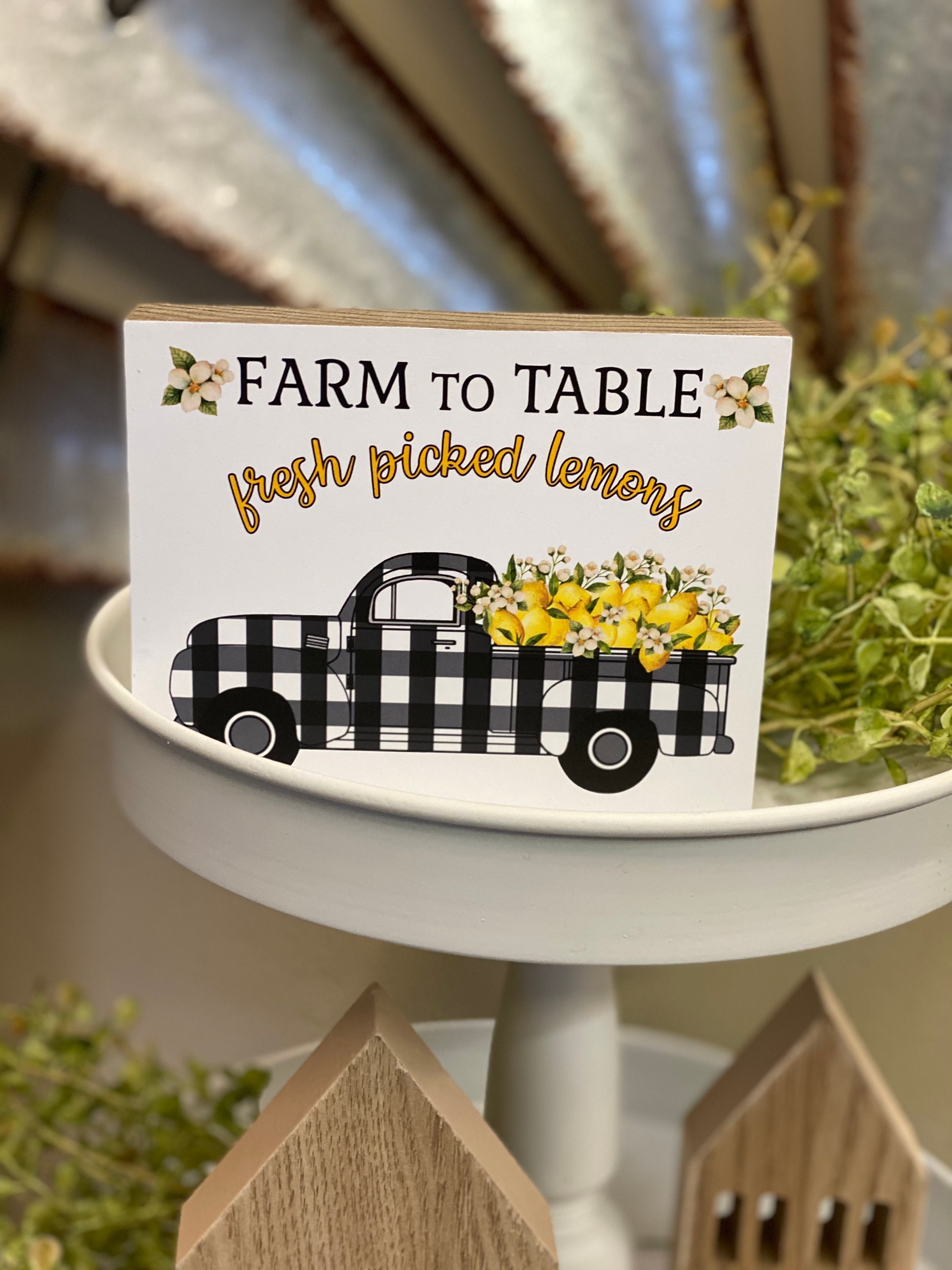 Fresh Picked Lemons Wooden Block Sign Farm to Table Lemons | Etsy