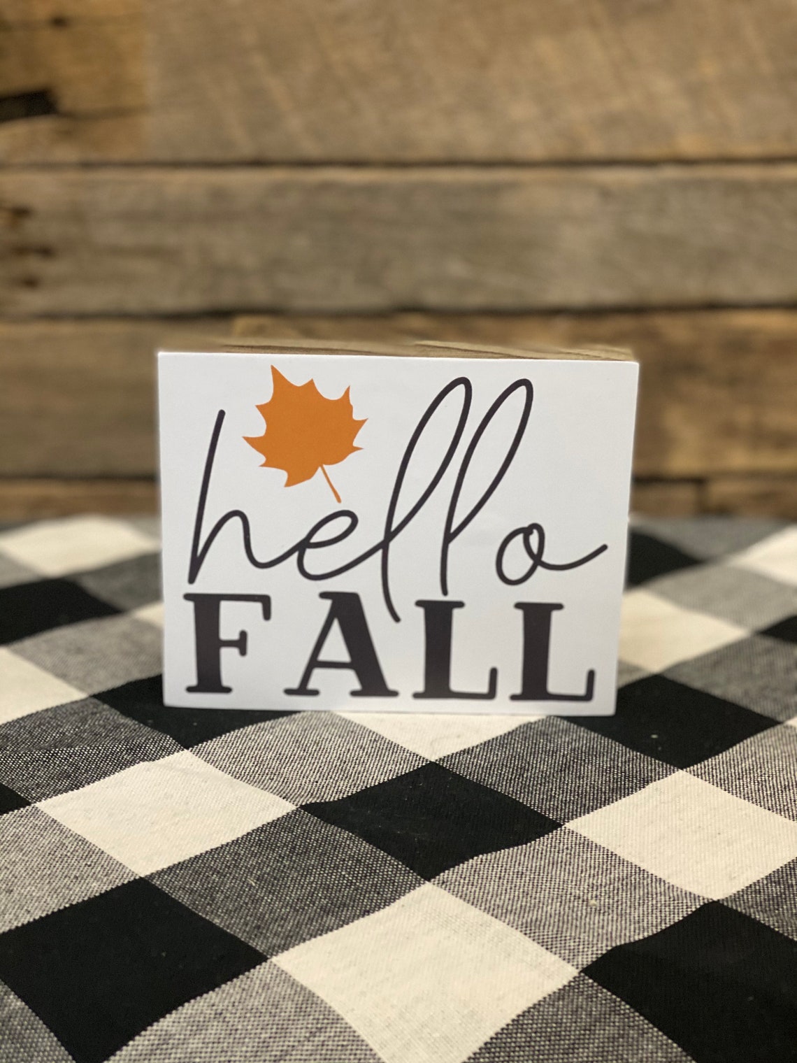 Hello Fall Wooden Block Sign Simple Fall Tiered Tray Decor | Etsy